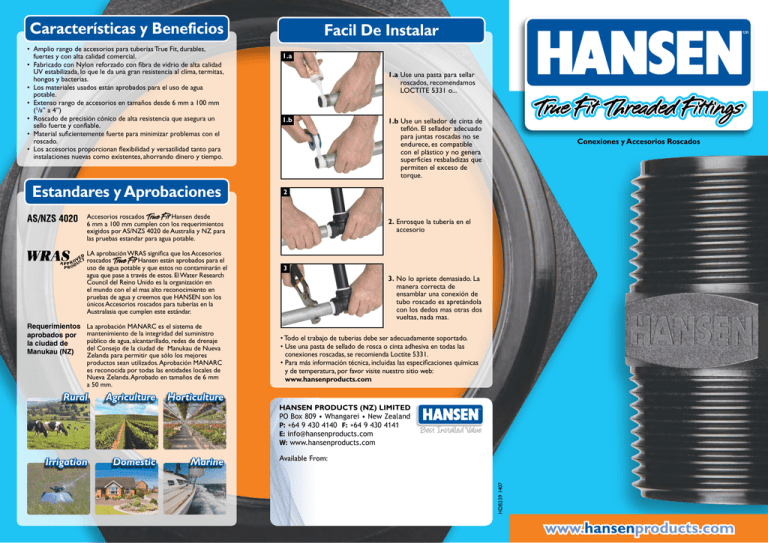 Facil De Instalar Características y Beneficios Estandares y