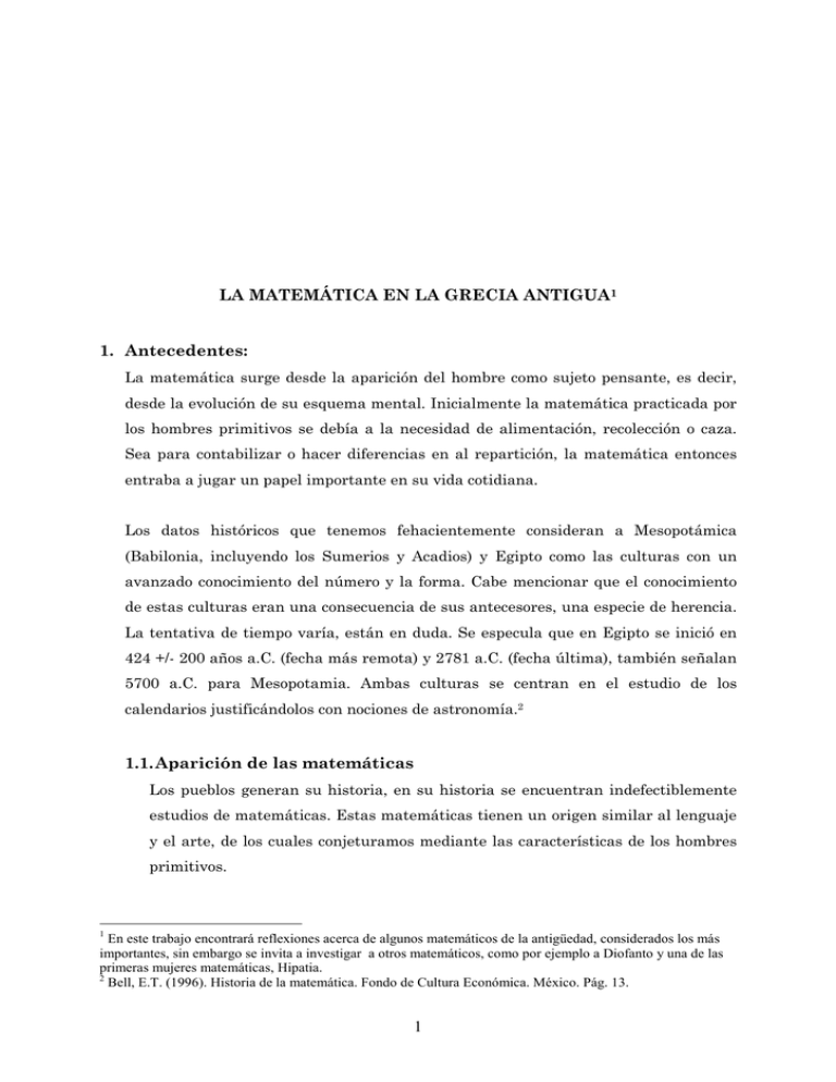 Matemática en la Grecia antigua.