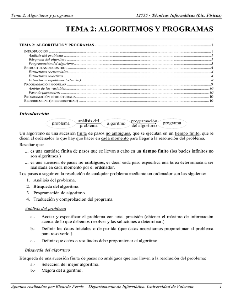 Tema 2: Algoritmos y programas