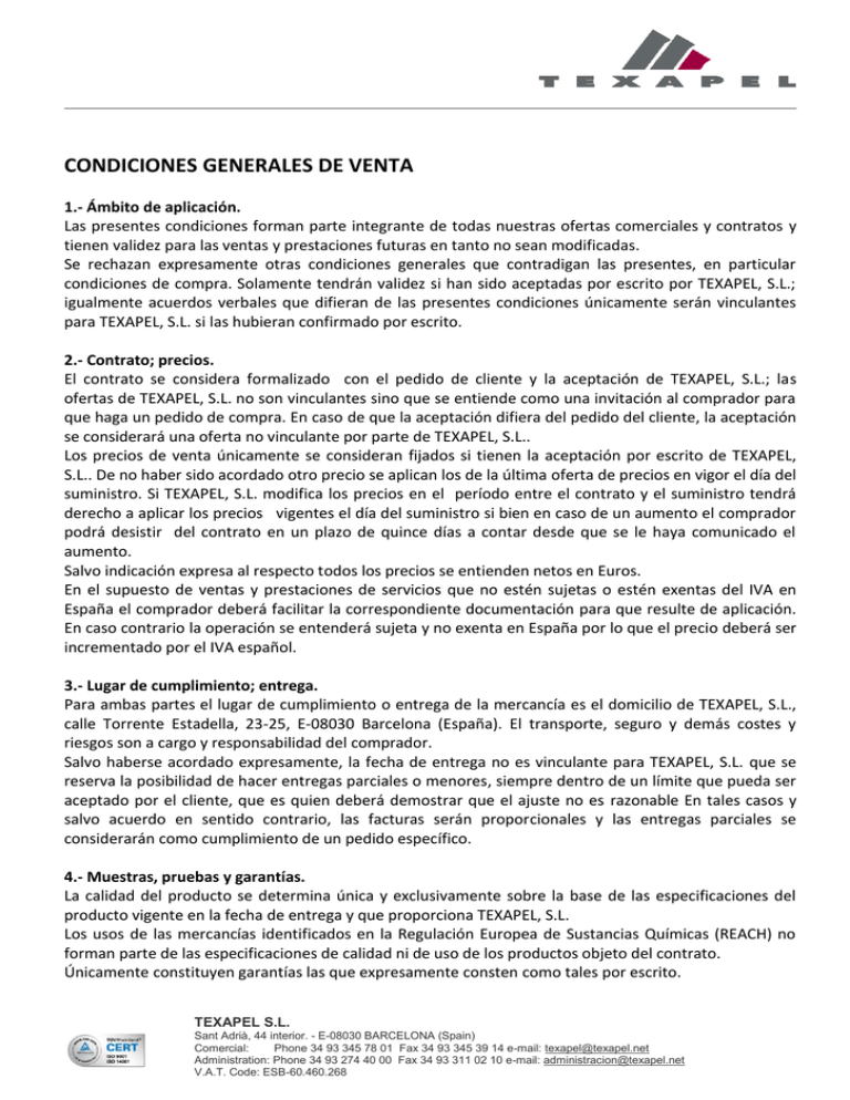 condiciones generales de venta