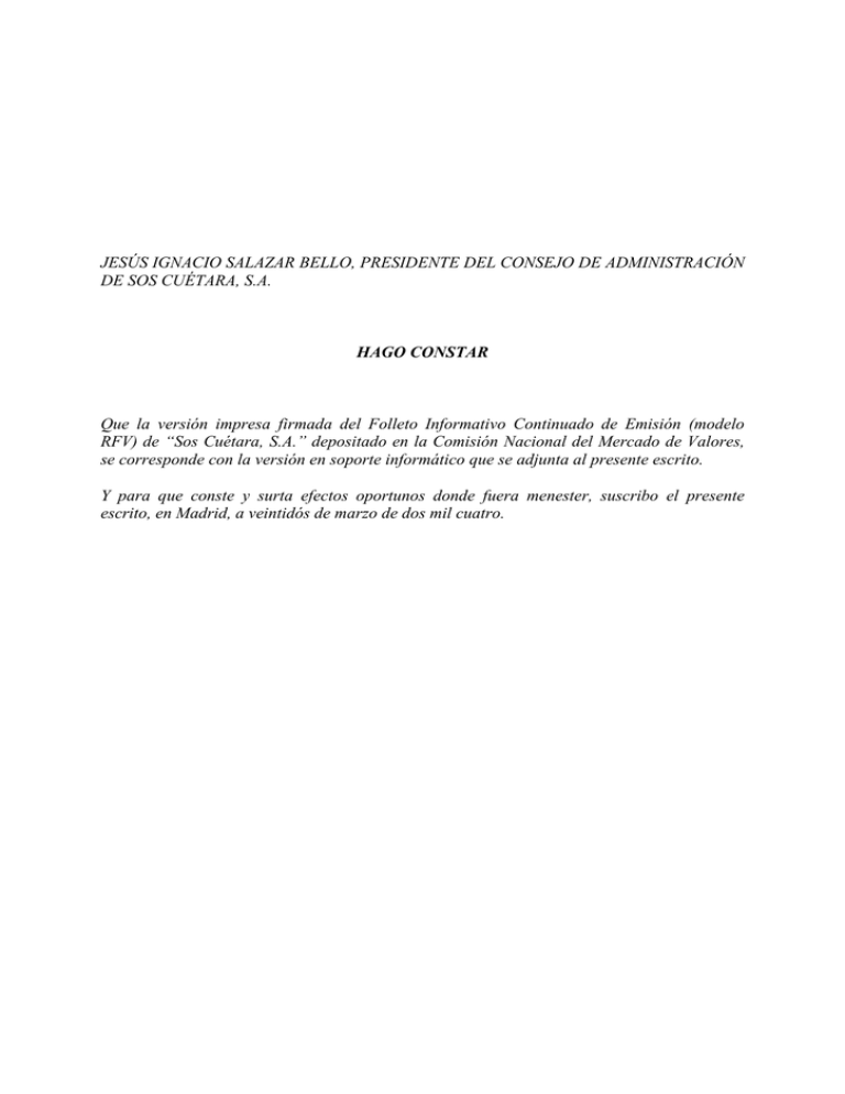 hago constar