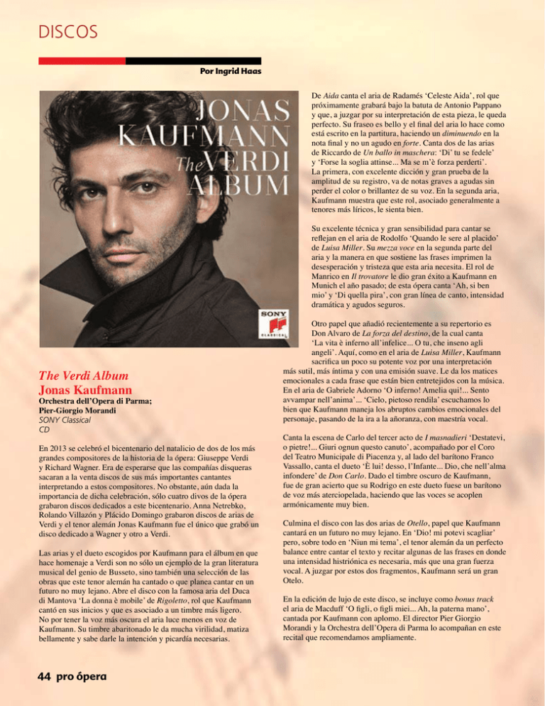 The Verdi Album de Jonas Kaufmann, Bel raggio de