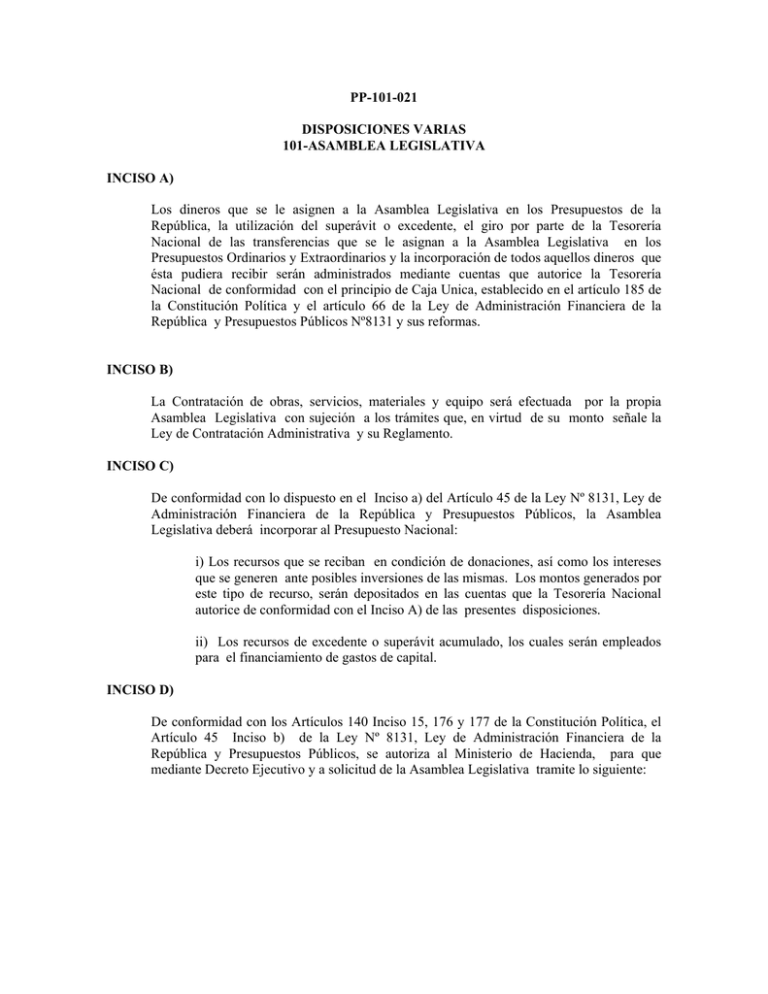Disposiciones Varias - Ministerio de Hacienda