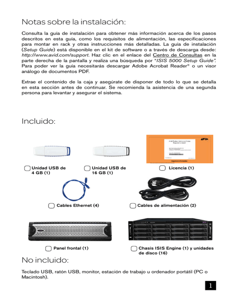 Guía de inicio rápido de Avid ISIS 5000