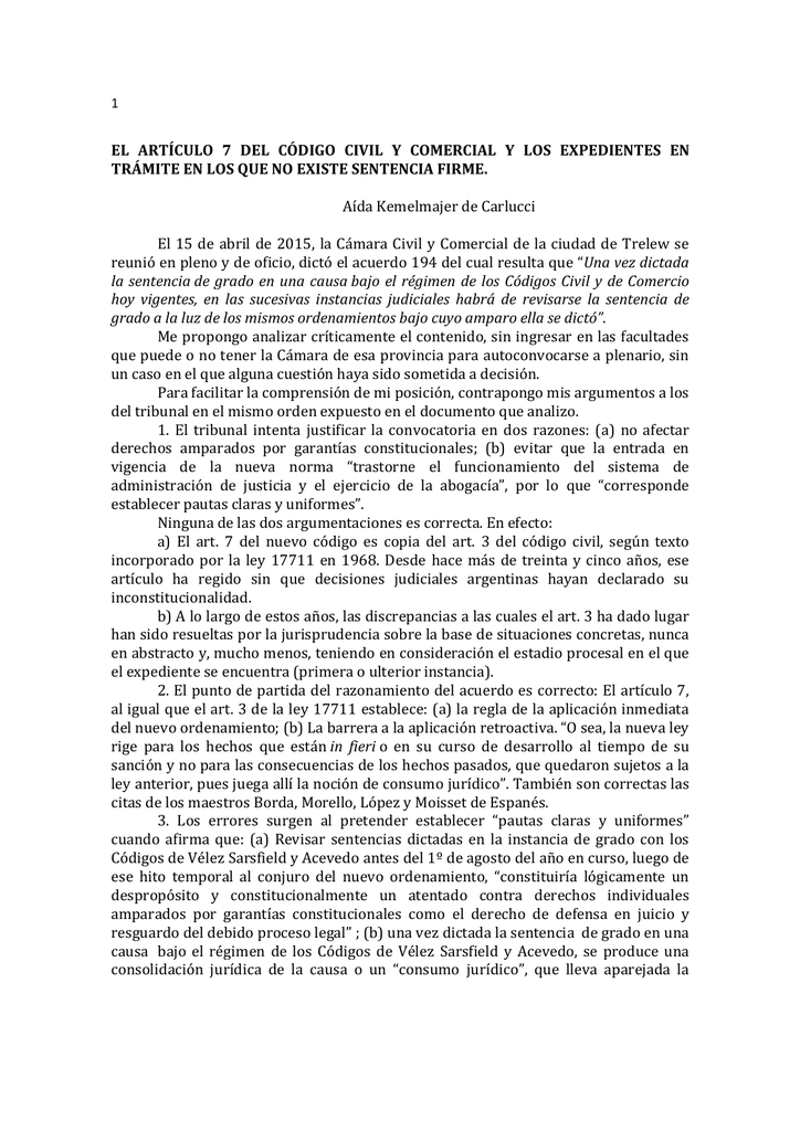 El artículo 7 del código civil y comercial y los expedientes en trámite