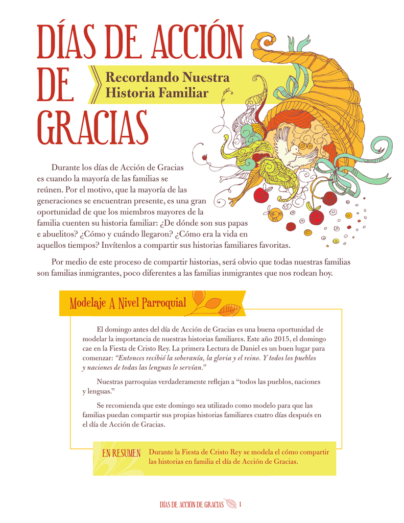 DÍAS DE ACCIÓN DE GRACIAS