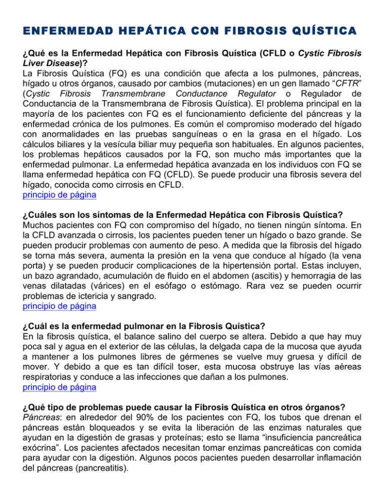 enfermedad hepática con fibrosis quística