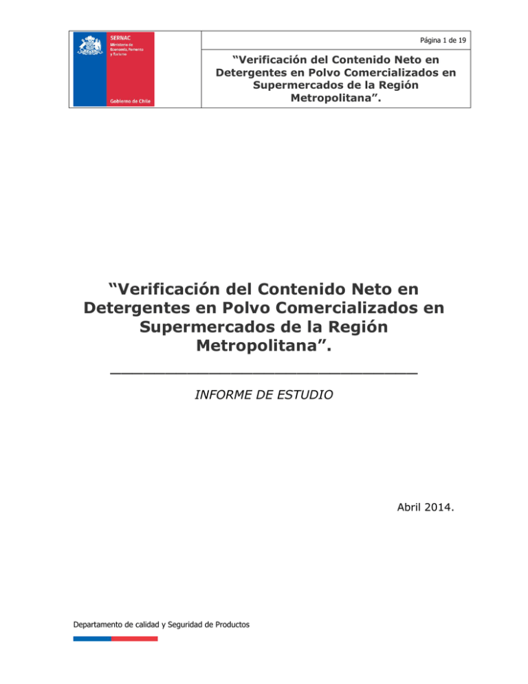 Verificación del Contenido Neto en Detergentes en Polvo
