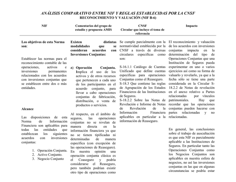 análisis comparativo entre nif y reglas establecidas por la cnsf