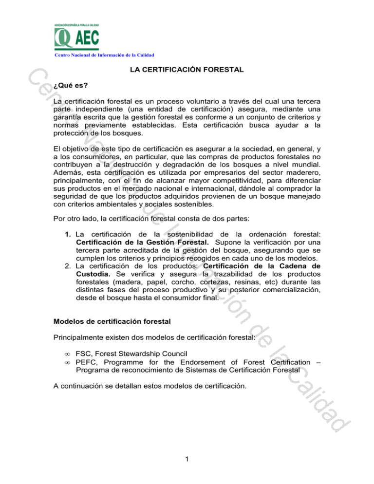 La certificacion forestal