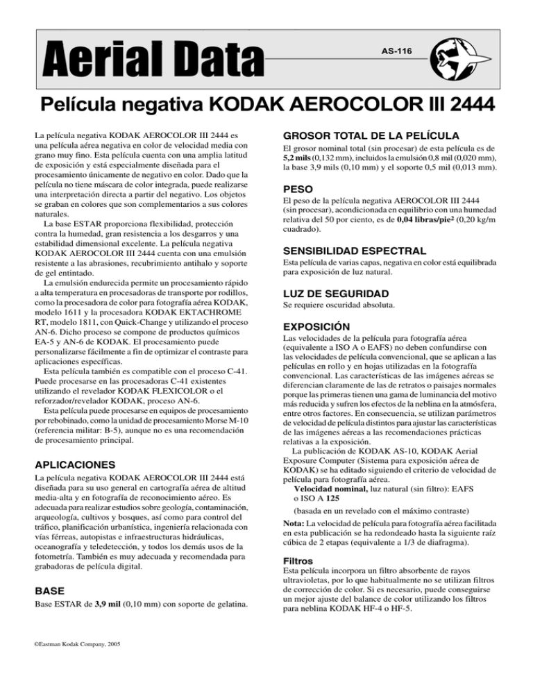 Película negativa KODAK AEROCOLOR III 2444