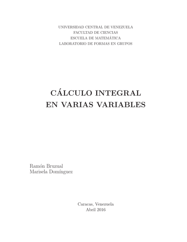 Cálculo Integral en Varias Variables
