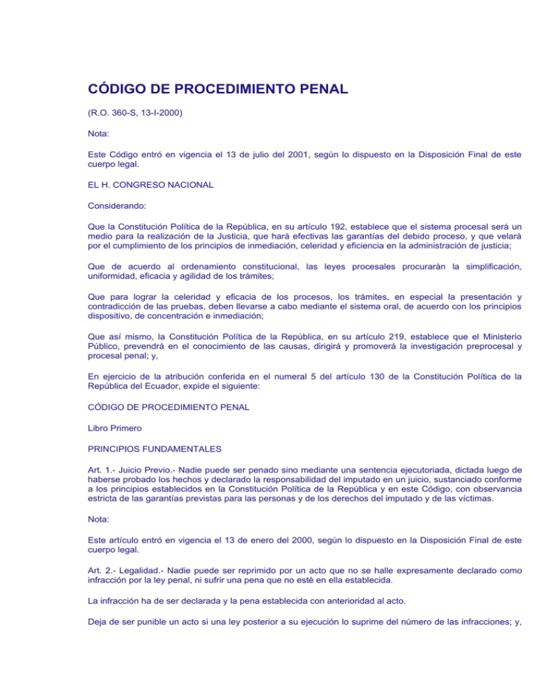 CÓDIGO DE PROCEDIMIENTO PENAL