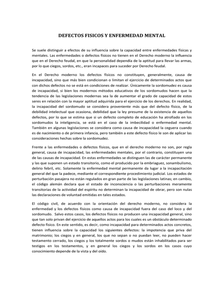 40 Defectos FISICOS Y ENFERMEDAD MENTAL