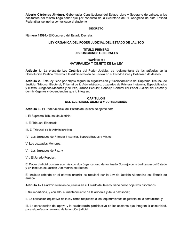 Ley Orgánica Del Poder Judicial Del Estado De Jalisco
