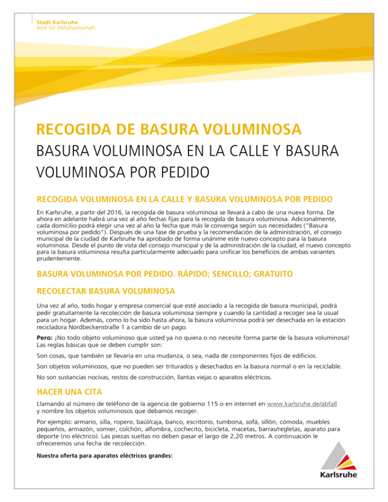 recogida de basura voluminosa basura voluminosa en
