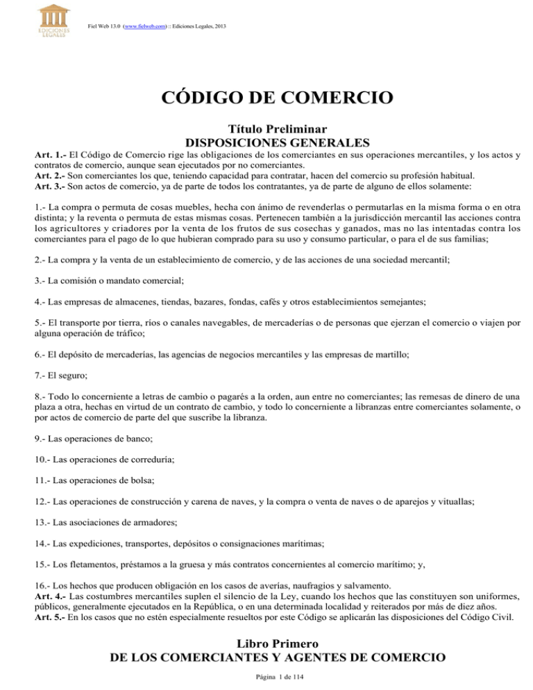 CÓDIGO DE COMERCIO