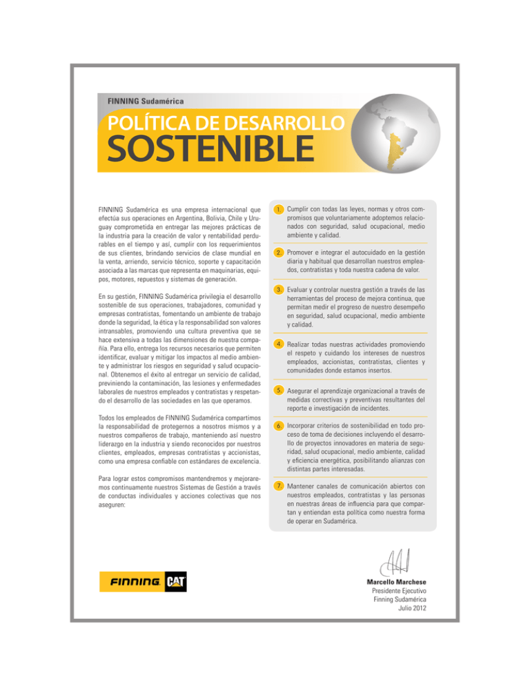 conoce nuestra política de desarrollo sostenible