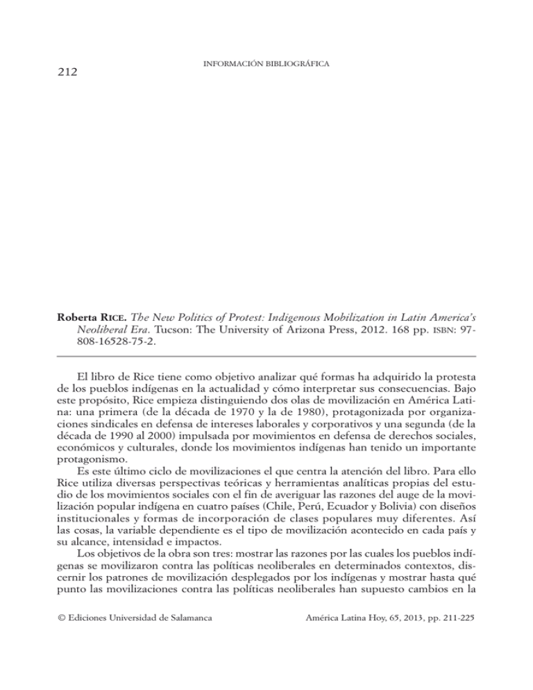 Roberta RICE. «The New Politics of Protest: Indigenous Mobilization