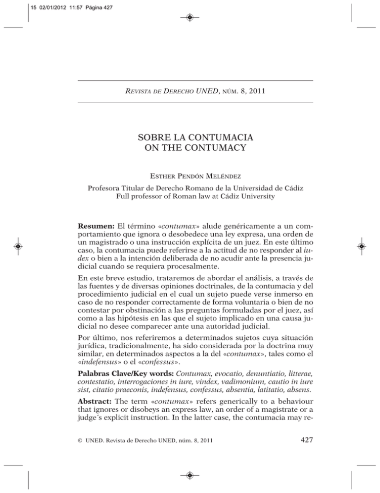 sobre la contumacia on the contumacy - e-Spacio