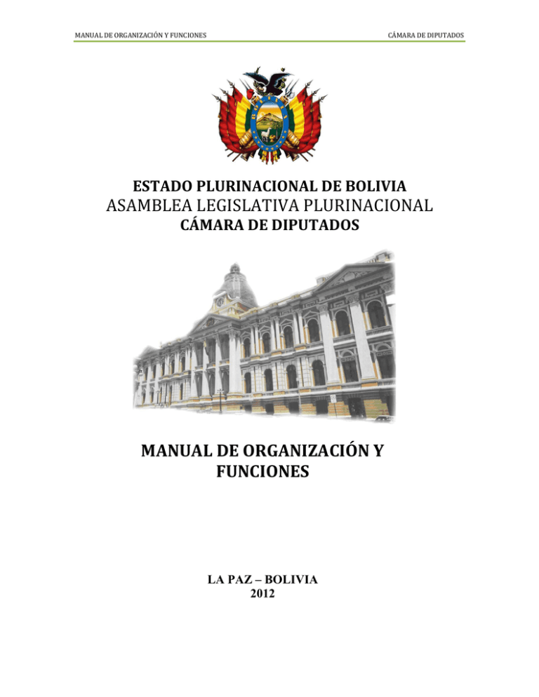 ASAMBLEA LEGISLATIVA PLURINACIONAL MANUAL DE
