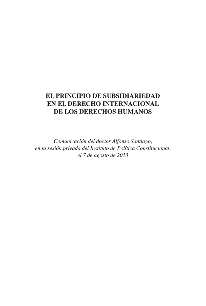 El principio de subsidiariedad en el derecho internacional