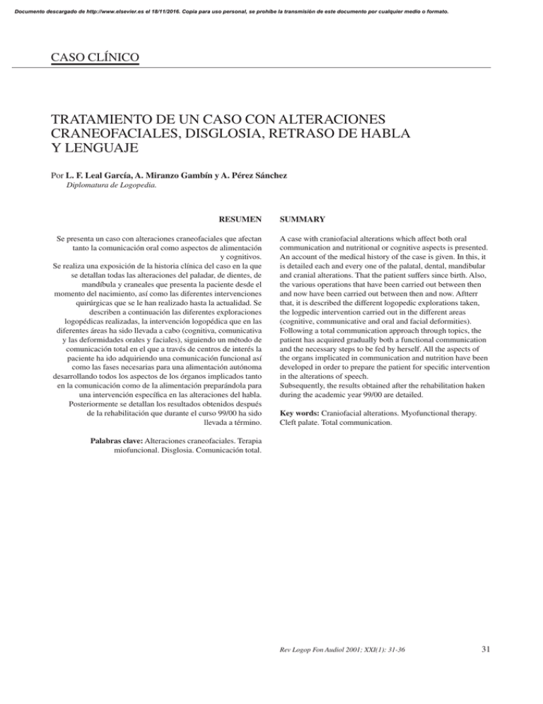 tratamiento de un caso con alteraciones craneofaciales