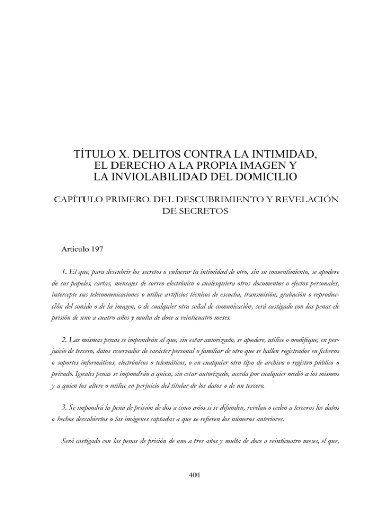 TÍTULO X. DELITOS CONTRA LA INTIMIDAD, EL