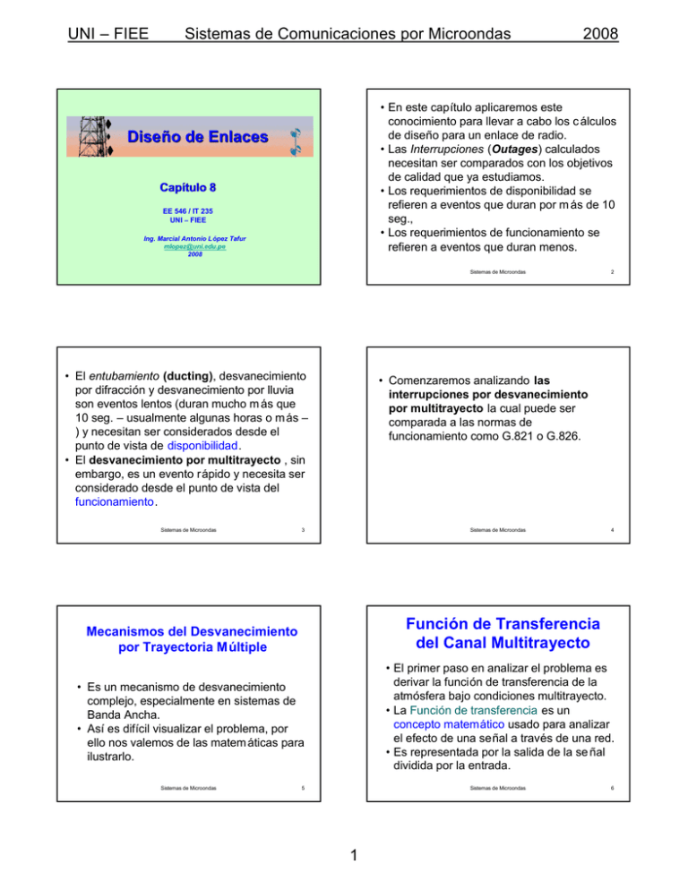 UNI – FIEE Sistemas de Comunicaciones por Microondas