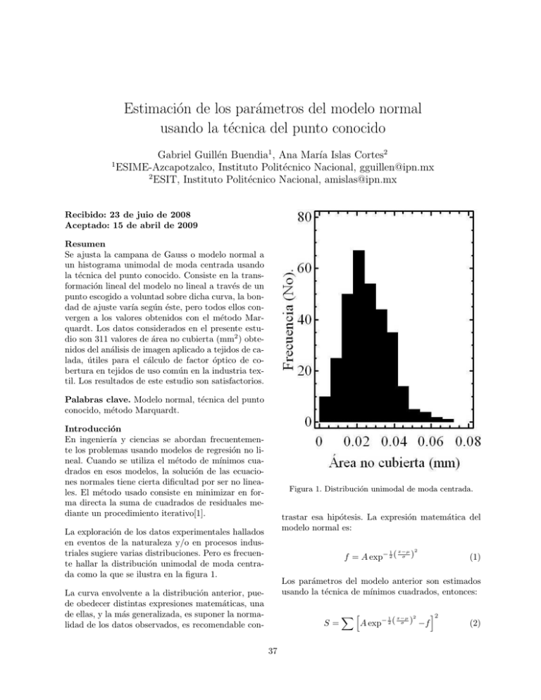 Estimación de los parámetros del modelo normal usando la - UAM-I