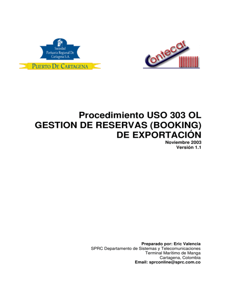 Procedimiento USO 303 OL GESTION DE RESERVAS (BOOKING