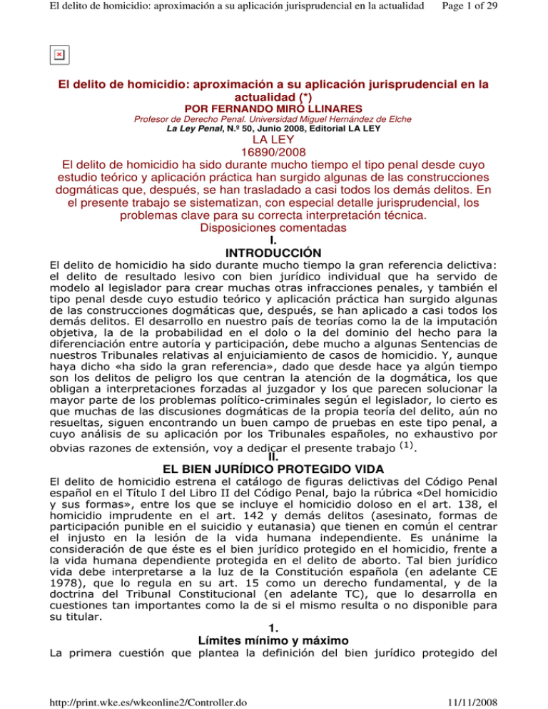El delito de homicidio