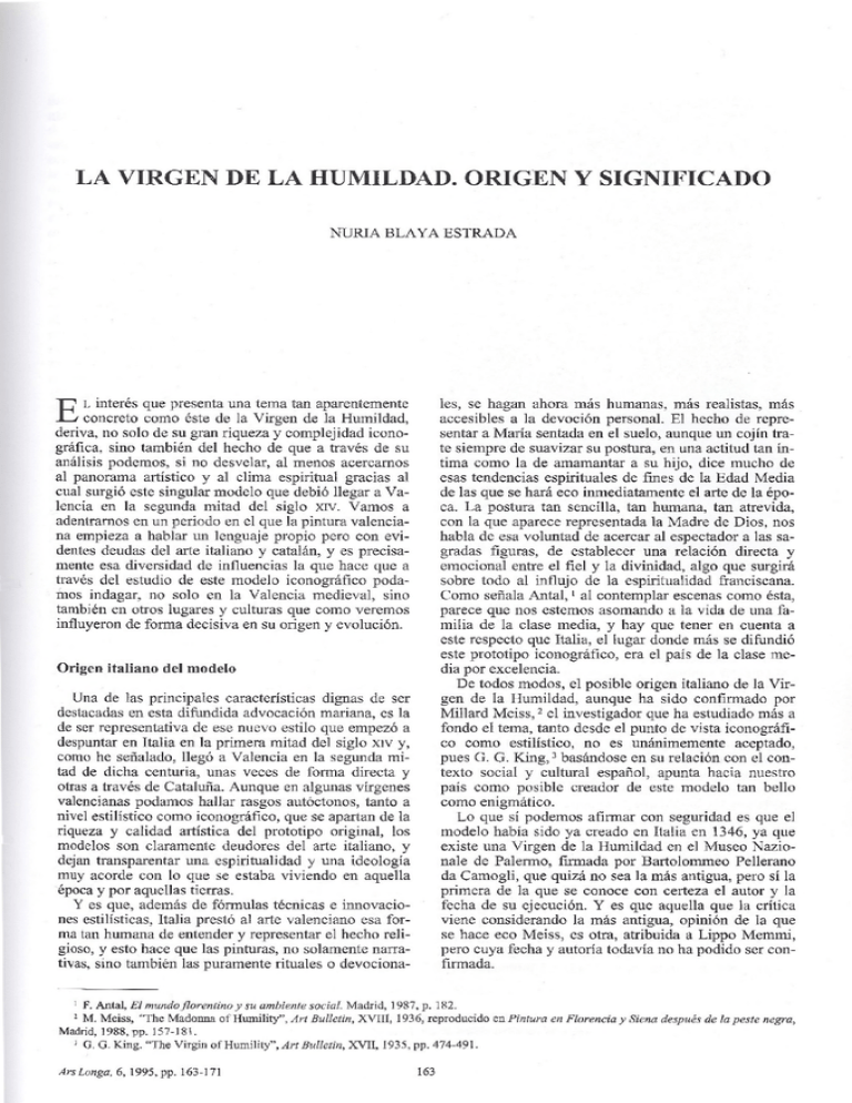 LA VIRGEN DE LA HUMILDAD. ORIGEN Y SIGNIFICADO