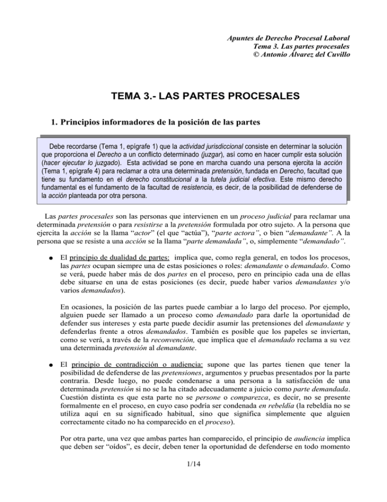 TEMA 3.- LAS PARTES PROCESALES