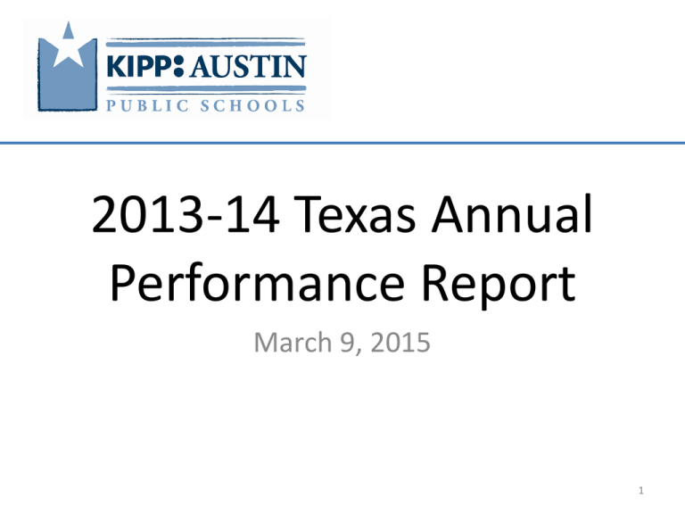 2013-14 Texas Annual Performance Report