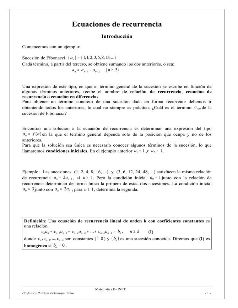Ecuaciones de Recurrencia: Guía y Ejemplos