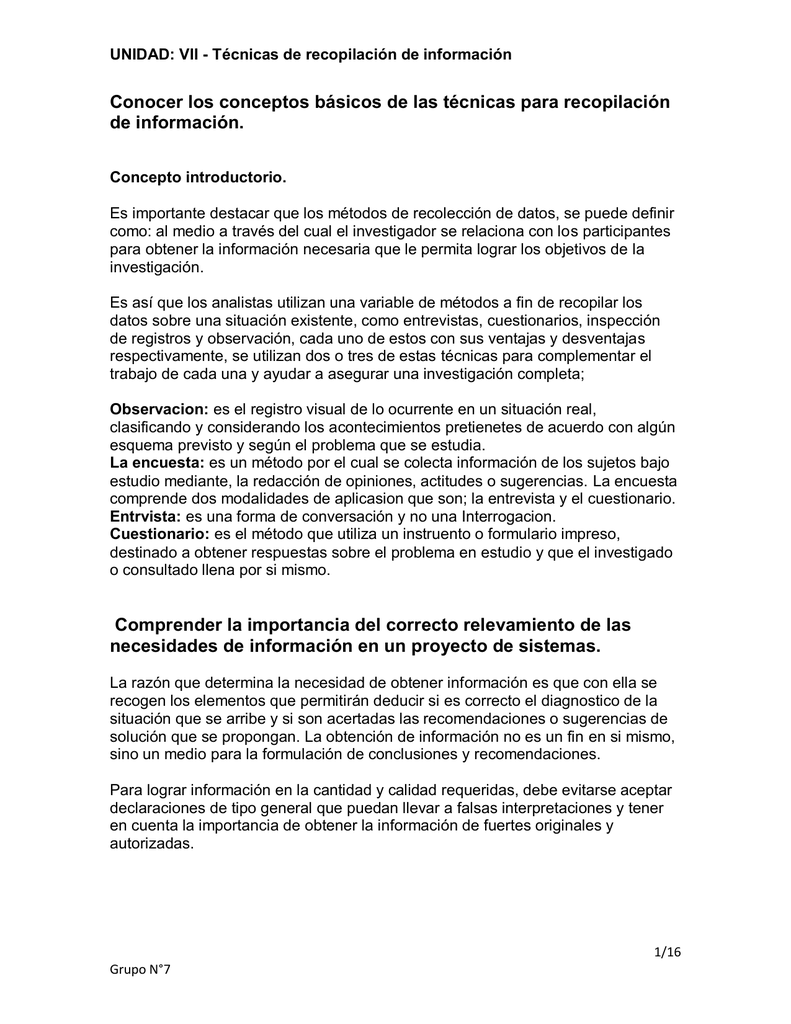 Tecnicas de Recopilacion de Informacion