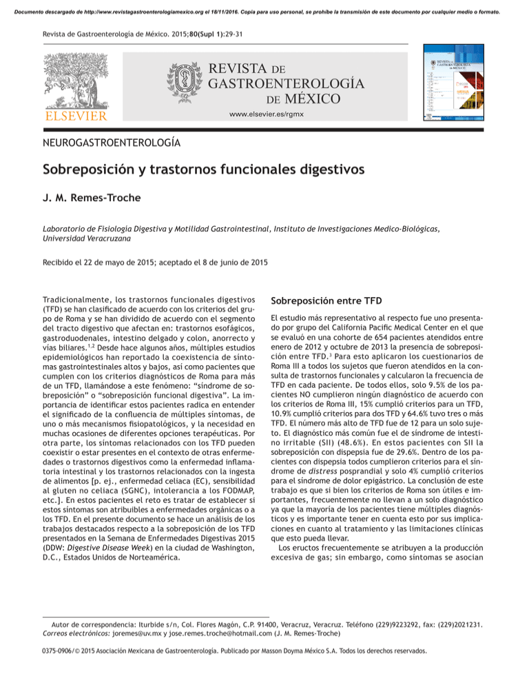 Sobreposición y trastornos funcionales digestivos