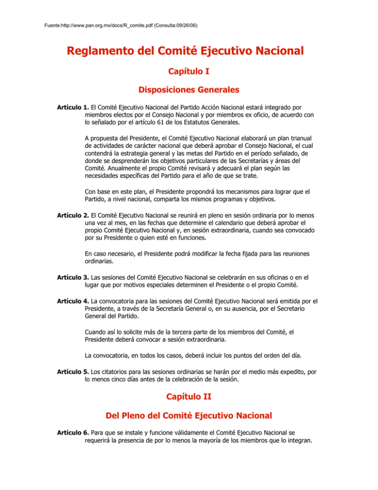 Reglamento del Comité Ejecutivo Nacional