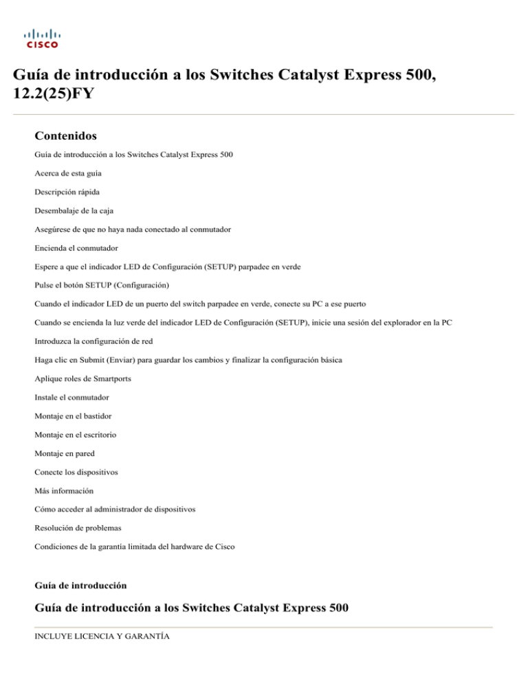 Guía de introducción a los Switches Catalyst Express 500