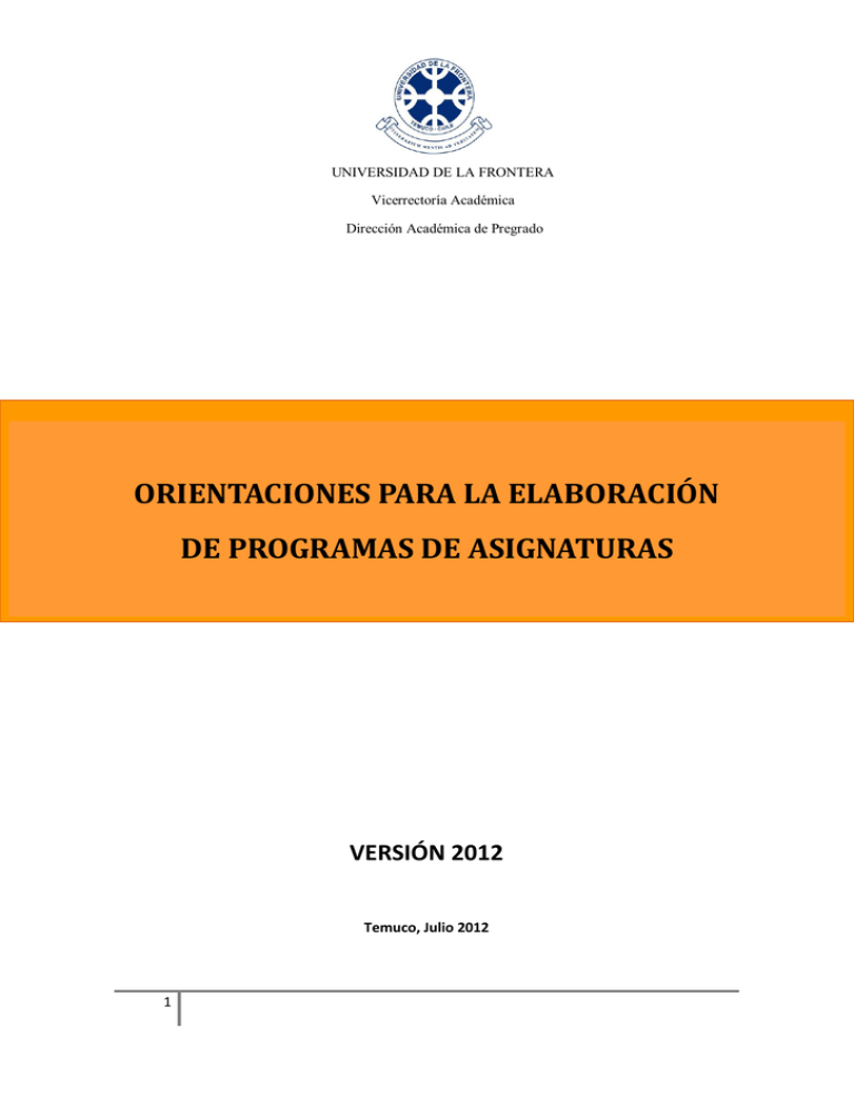 Orientaciones para la elaboración de programas de asignatura