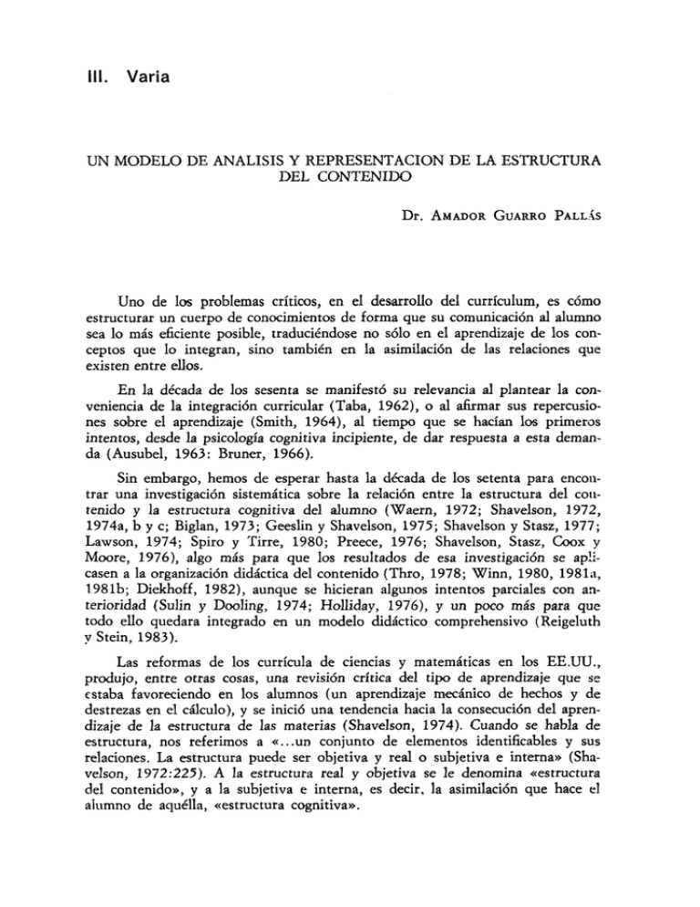 Un Modelo de Análisis y Representación de la Estructura - e