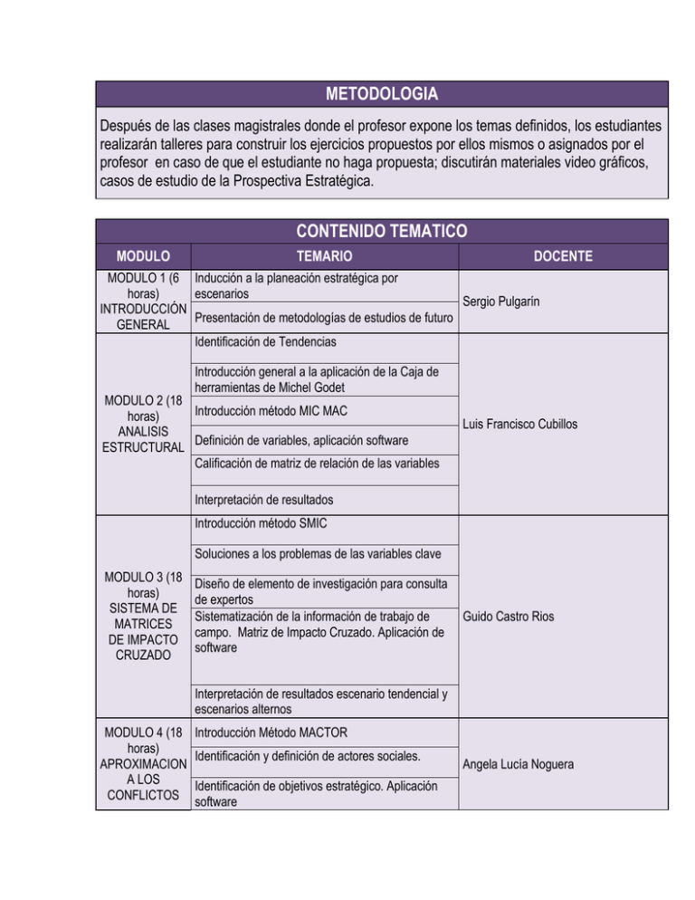 metodologia contenido tematico