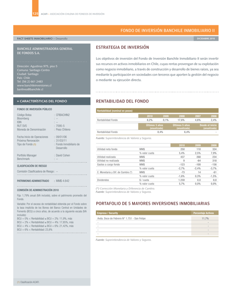 ESTRATEGIA DE INVERSIóN RENTABILIDAD DEL FONDO