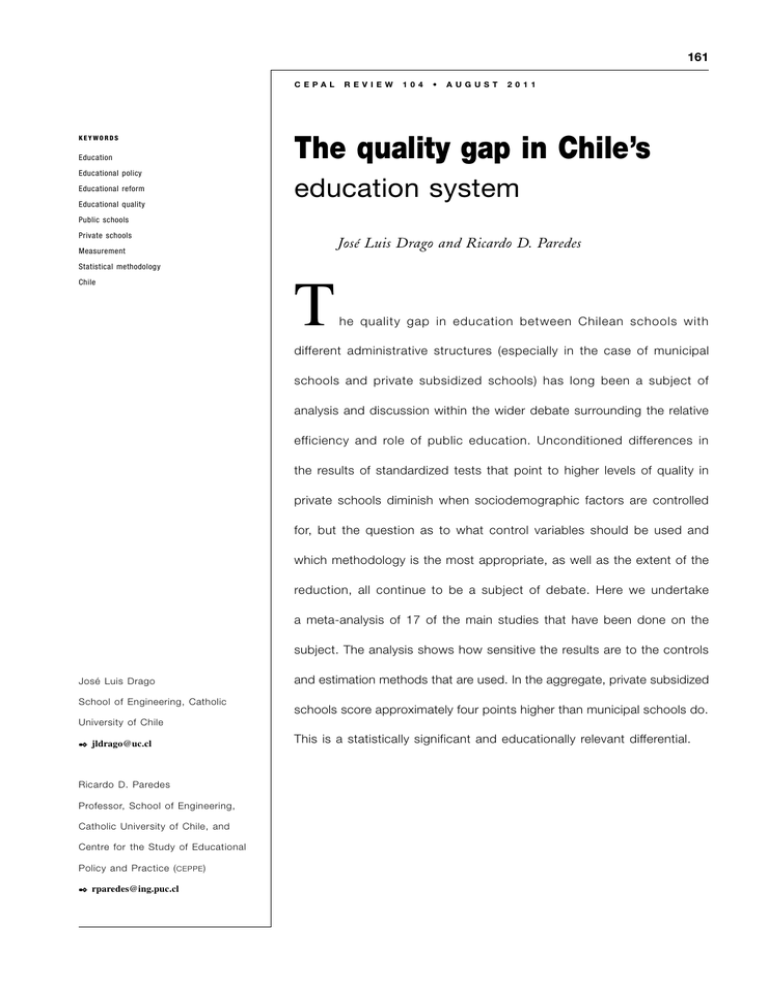 The quality gap in Chile`s education system