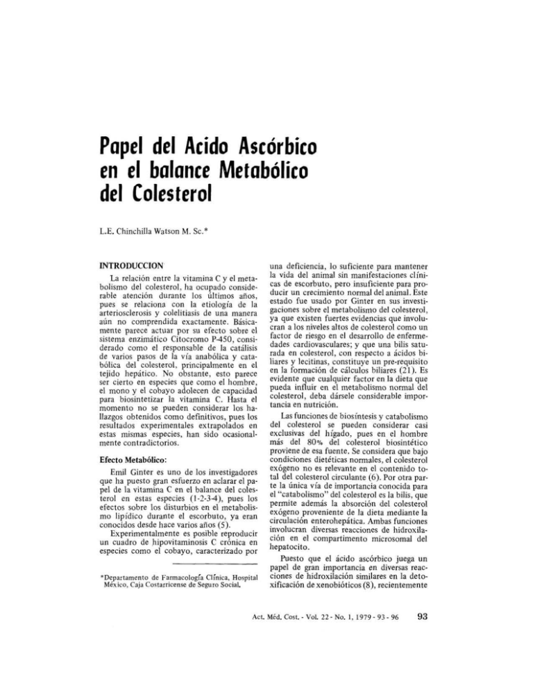 Papel del Acido Ascórbico en el balance Metabólico del