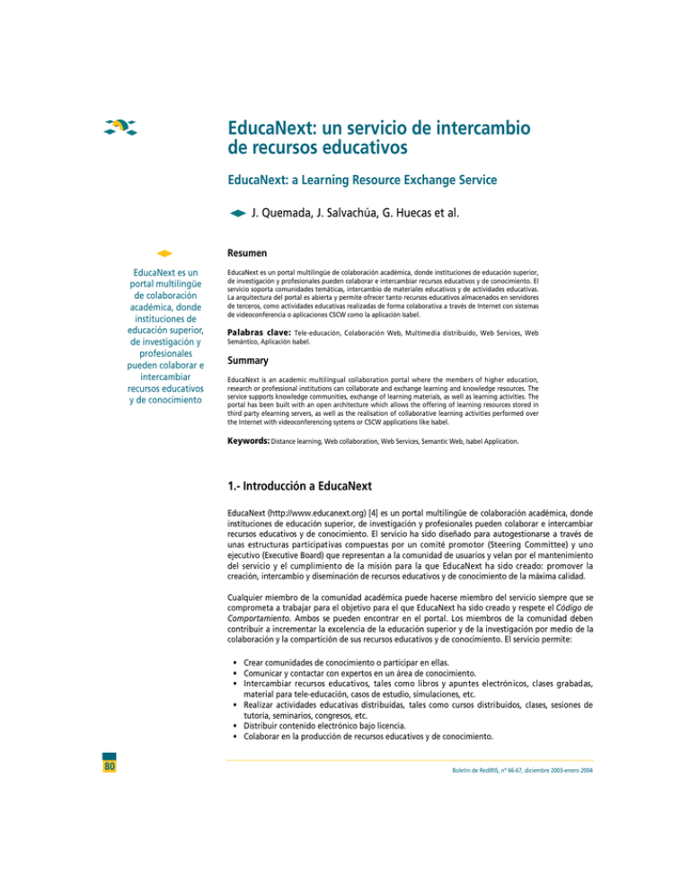 EducaNext: un servicio de intercambio de recursos