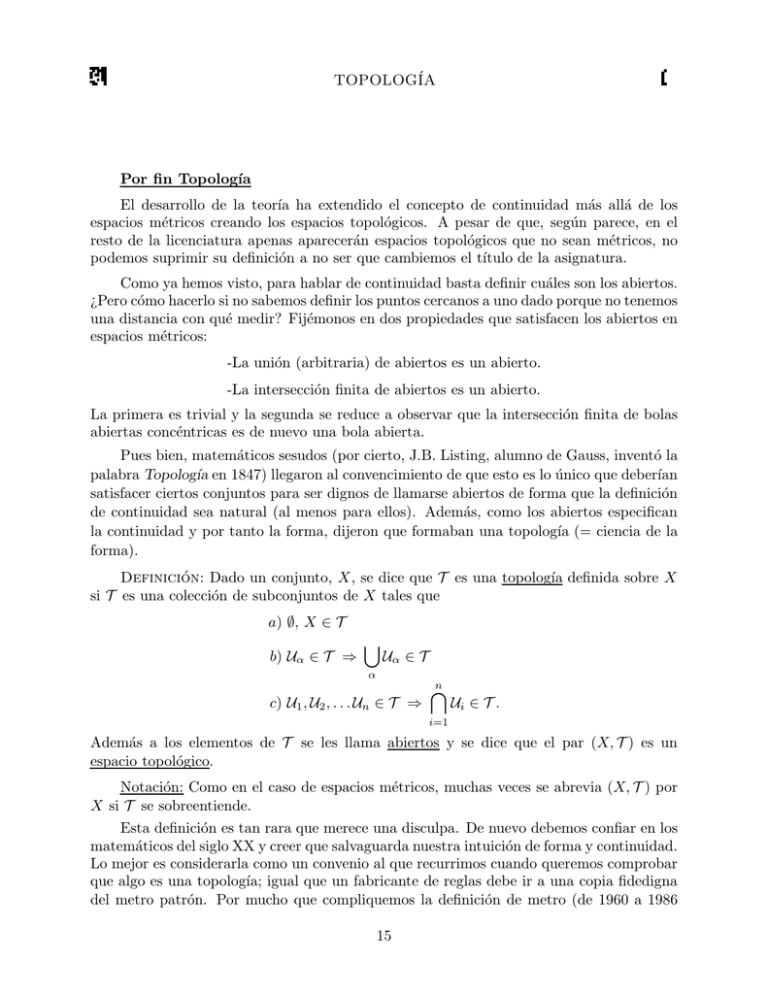 Definición De Espacio Topológico