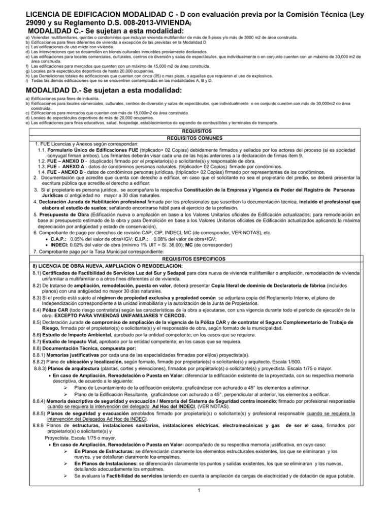 LICENCIA DE EDIFICACION MODALIDAD C
