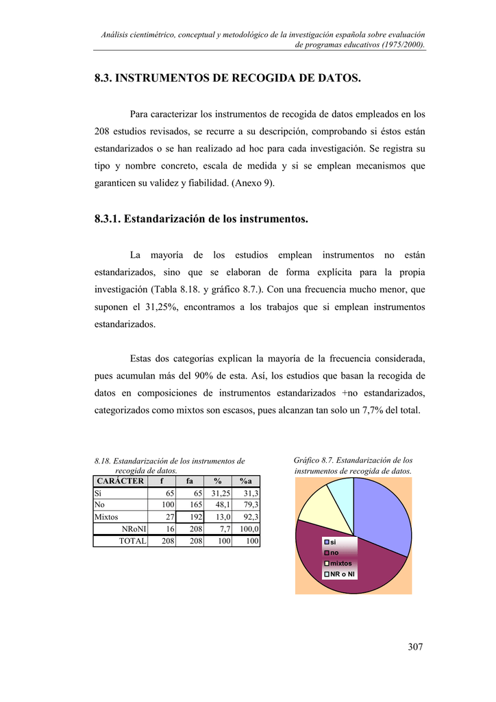 8.3. INSTRUMENTOS DE RECOGIDA DE DATOS. 8.3.1